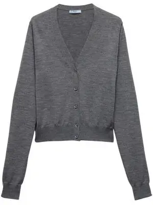 Prada Fine-knit Wool Cardigan - Grey