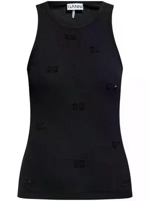 GANNI Rhinestone-embellished Tank Top