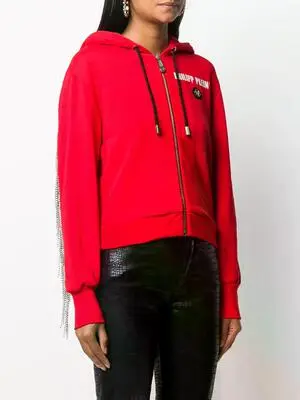 Philipp Plein Zip-up Logo Print Hoodie
