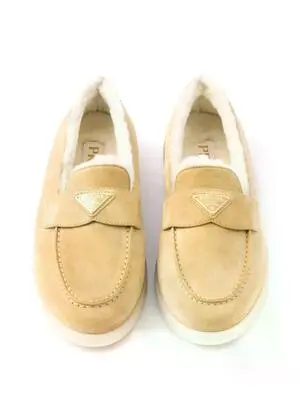 Prada Triangle-logo Loafers - Neutrals