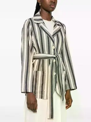 DIEGA Belted Stripe-pattern Jacket