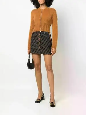 LANVIN Logo-jacquard Denim Skirt