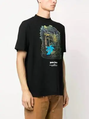 Palm Angels Jungle-print Organic Cotton T-shirt
