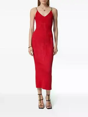 Versace Safety Pin Slip Midi Dress - Red