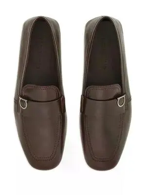 FERRAGAMO Gancini-plaque Leather Loafers