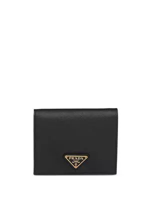 Prada Logo Plaque Wallet - Black