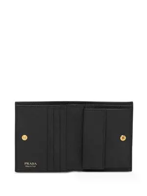 Prada Logo Plaque Wallet - Black