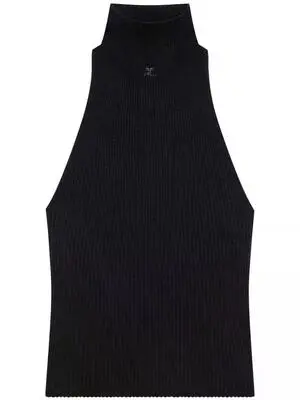 COURREGES Ribbed Mock-neck Tank Top