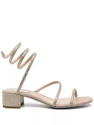 Rene Caovilla Crystal-embellished Heeled Sandals - Neutrals