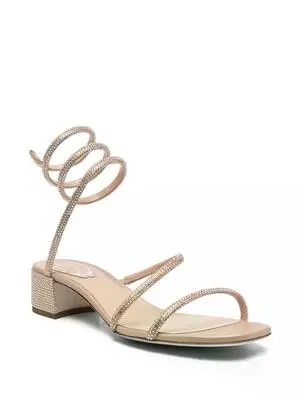 Rene Caovilla Crystal-embellished Heeled Sandals - Neutrals