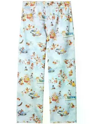 Off-White Fresco-print Wide Leg Jeans - Blue