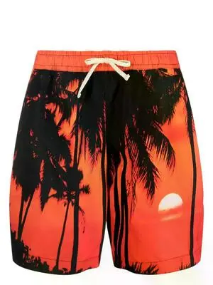 BLUE SKY INN Palm Tree Print Swim Shorts - Orange