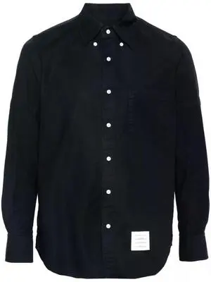 Thom Browne Logo-tag Cotton Shirt - Blue