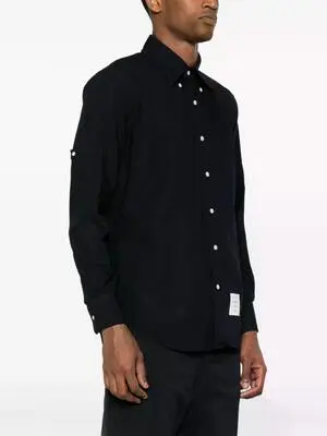 Thom Browne Logo-tag Cotton Shirt - Blue