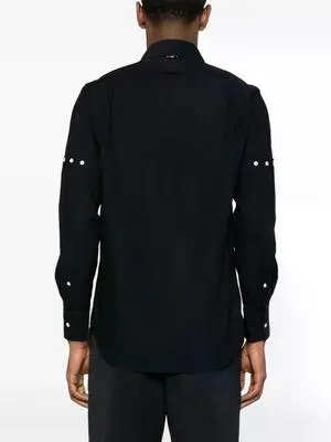 Thom Browne Logo-tag Cotton Shirt - Blue