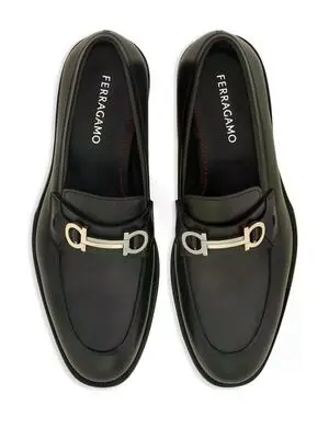FERRAGAMO Gancini-plaque Leather Loafers