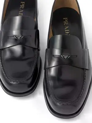 Prada Logo-plaque Leather Loafers