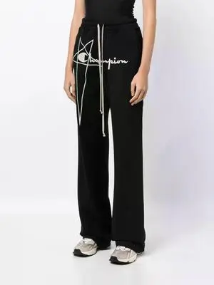 Rick Owens Logo-embroidered Track Trousers
