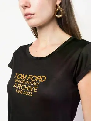 TOM FORD Logo-print Silk T-shirt - Black