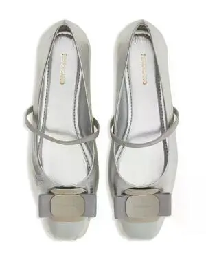 FERRAGAMO Vara Ballerina Flats - Silver