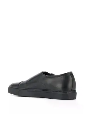 SCAROSSO Leather Monk Strap Sneakers - Black