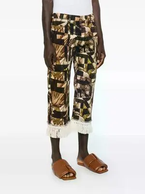 PIERRE-LOUIS MASCIA Floral-pattern Fringed Tapered Jeans