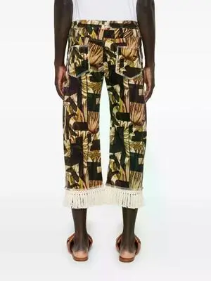 PIERRE-LOUIS MASCIA Floral-pattern Fringed Tapered Jeans