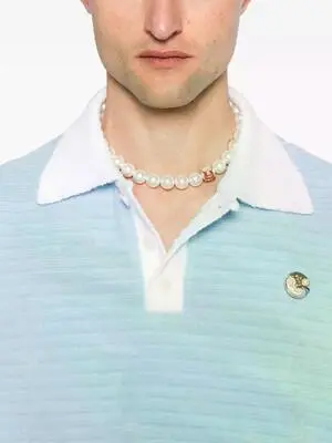 Casablanca Velour Striped Polo Shirt