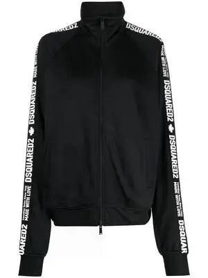 Dsquared2 Logo-striped Zip-up Cotton Sweatshirt