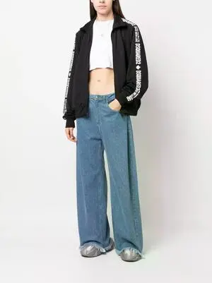 Dsquared2 Logo-striped Zip-up Cotton Sweatshirt