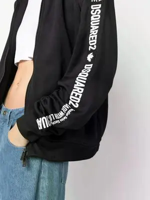 Dsquared2 Logo-striped Zip-up Cotton Sweatshirt
