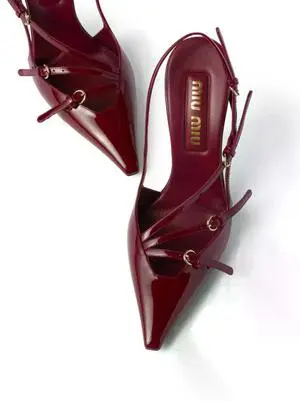 Miu Miu 105mm Patent Leather Slingback Pumps - Red
