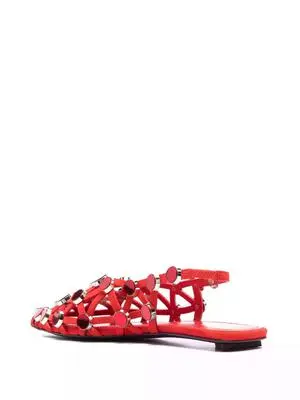 Attico Grid Ballet Flats - Red