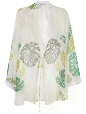 AMIR SLAMA Palm Leaf Print Beach Shirt
