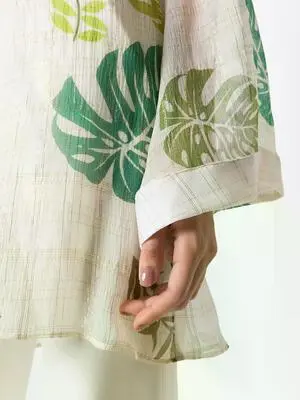 AMIR SLAMA Palm Leaf Print Beach Shirt