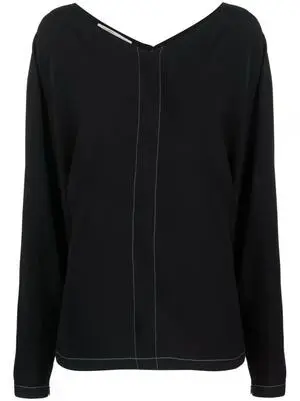 Contrast Stitching Blouses