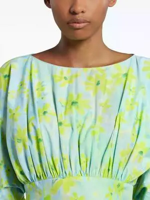 Marni Gathered Floral-print Cotton Dress