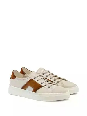 Santoni Suede Panel Canvas Lace-up Sneakers