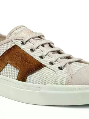Santoni Suede Panel Canvas Lace-up Sneakers