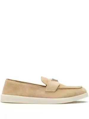 Prada Triangle-logo Suede Loafers - Neutrals