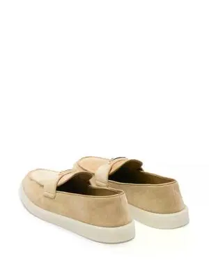 Prada Triangle-logo Suede Loafers - Neutrals