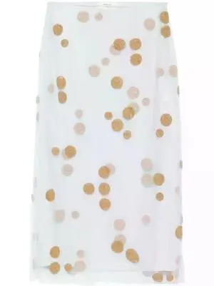 Fendi Bead-embellished Tulle Midi Skirt - Blue