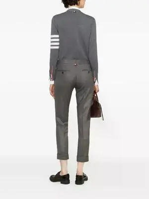 Thom Browne Cropped Wool Skinny Trousers - Grey