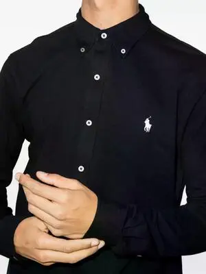 Polo Ralph Lauren Logo Embroidered Button-down Shirt - Black