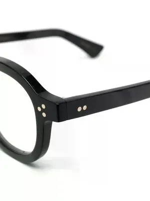 LESCA Logo-print Round-frame Glasses - Black