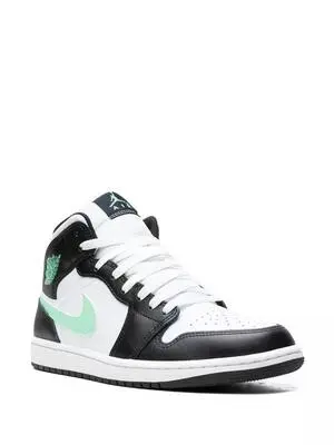 JORDAN Air 1 Mid Green Glow Sneakers - Black