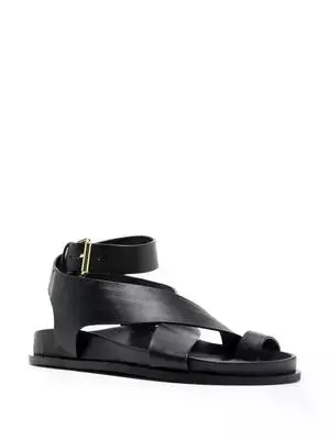 A.emery Jalen Flat Leather Sandals - Black