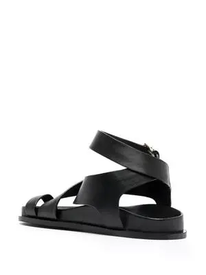 A.emery Jalen Flat Leather Sandals - Black