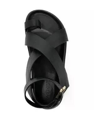 A.emery Jalen Flat Leather Sandals - Black
