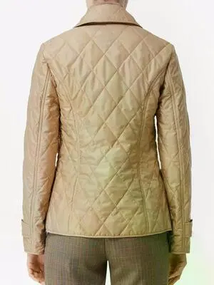 Burberry Diamond-quilted Jacket With Leather Trim And Check Lining - Neutrals